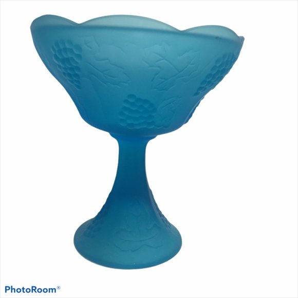 Accents | Vintage Frosted Blue Indiana Glass Candycompote | Poshmark